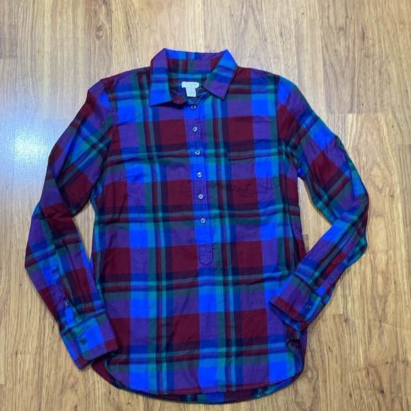 J. Crew Factory | Tops | J Crew Factory Plaid Flannel Popover Shirt | Poshmark